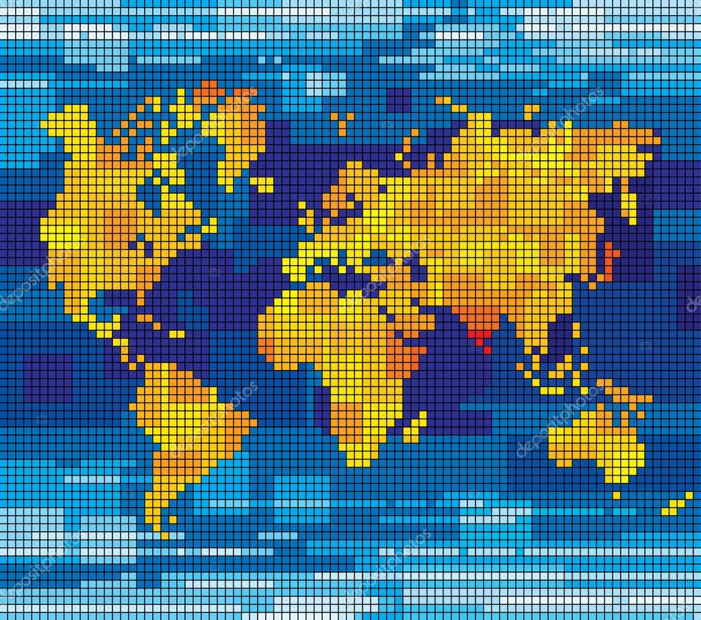 Mapa do mundo do pixel Vetor de ©maystra 24452035