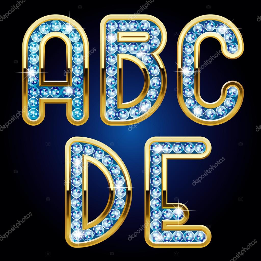 Gold and diamond alphabet letters — Stock Vector © maystra #26607191
