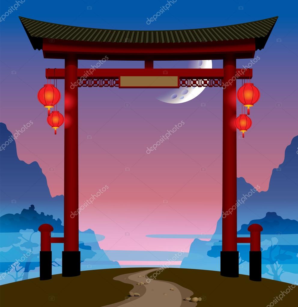 Chinese gate — Stock Vector © maystra #40972131