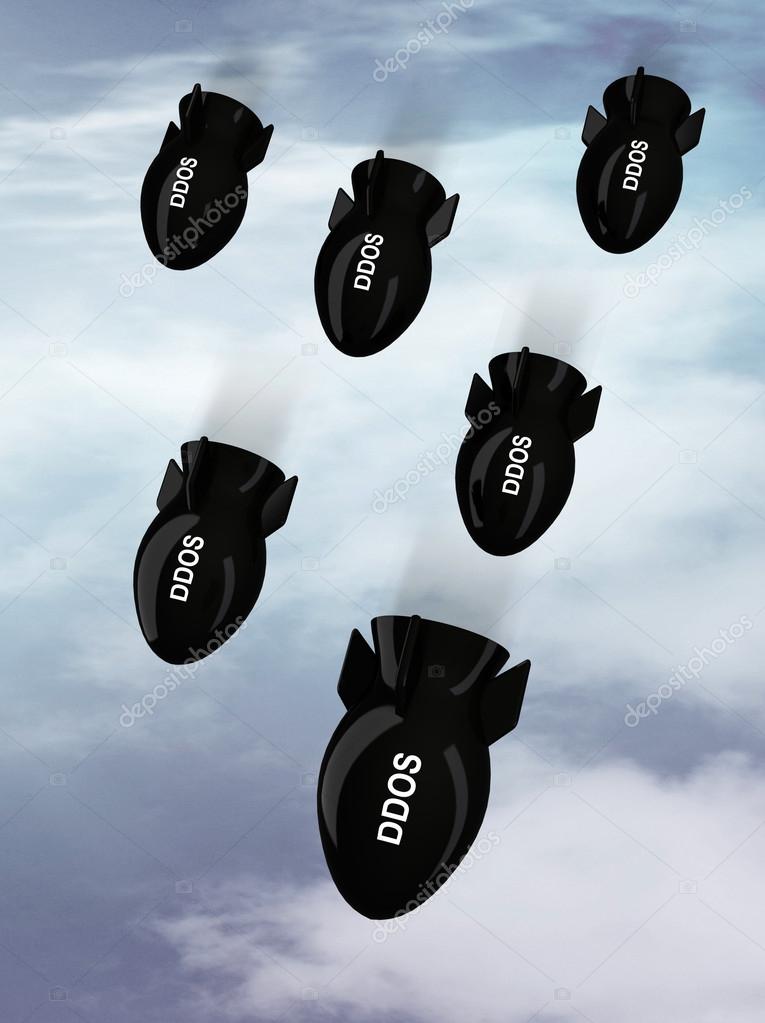 Bombs falling from the sky with written "ddos" Stock Photo by ...
