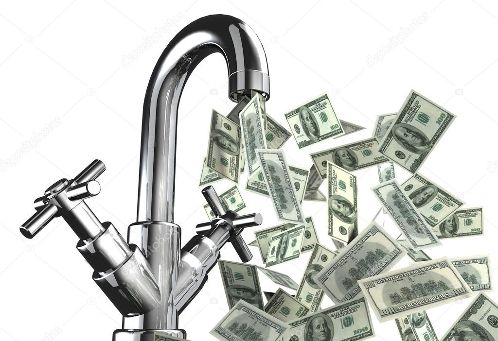 Tap water with U.S. dollar banknotes — Stock Photo © fabioberti.it ...