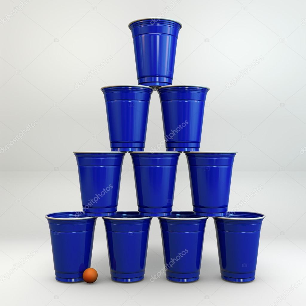 Blue plastic cups in pyramid — Stock Photo © Pedro_Vignoli #50770121