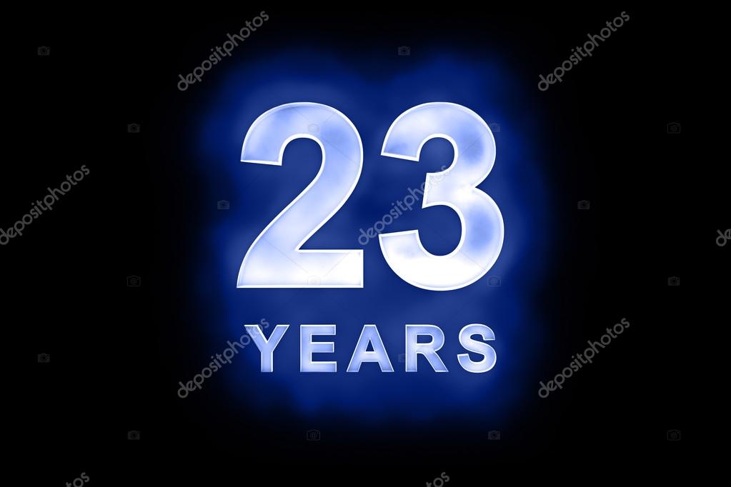 23 Years in glowing white numbers on blue — Stock Photo © Photoangel ...