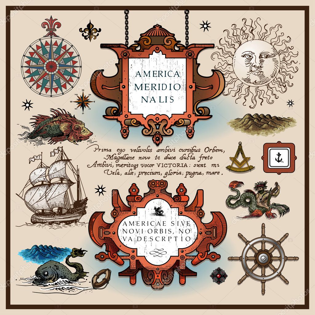 Antique map elements Stock Vector Image by ©pathique #25773235