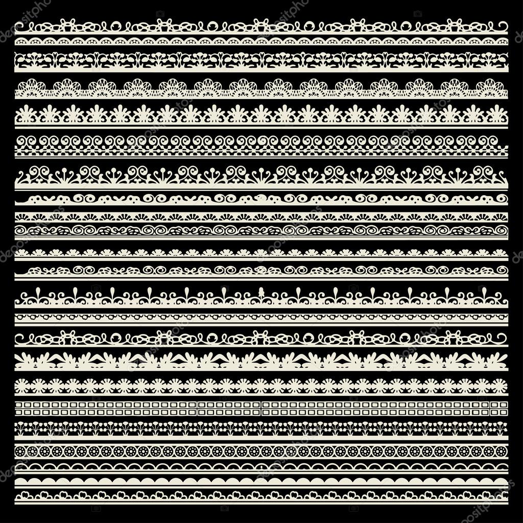 Vector set of lace trims — Stock Vector © pathique #25899927