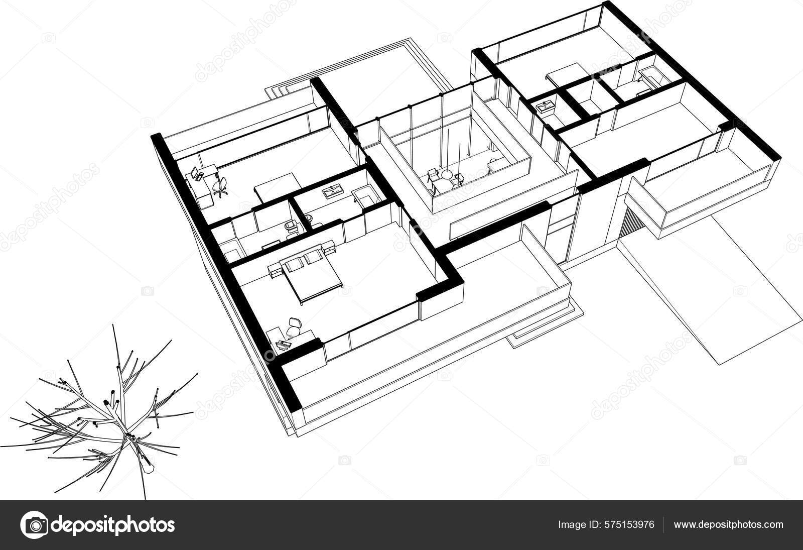 Architecture Building Render Illustration White Background Stock ...