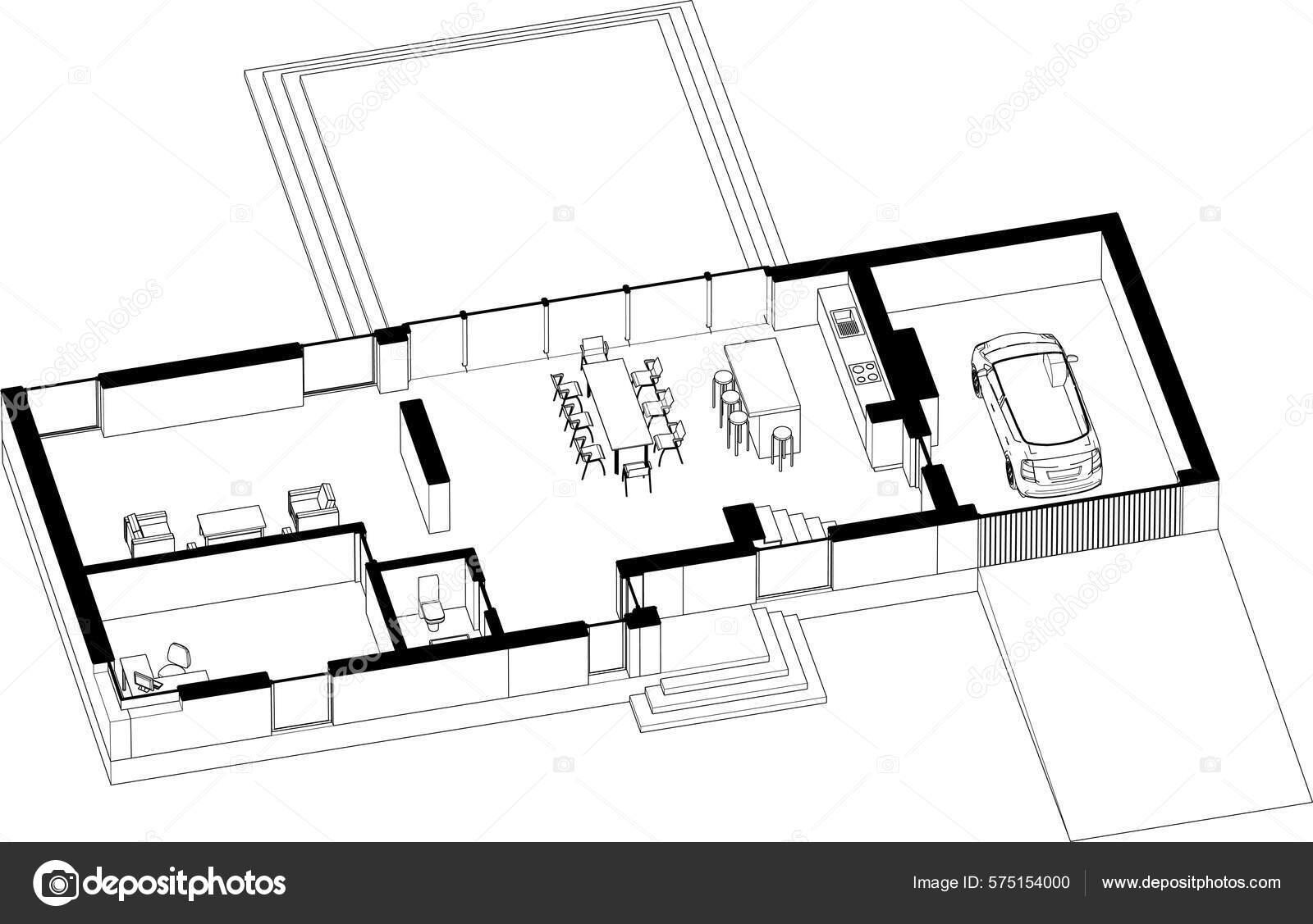 Architecture Building Render Illustration White Background Stock Vector ...