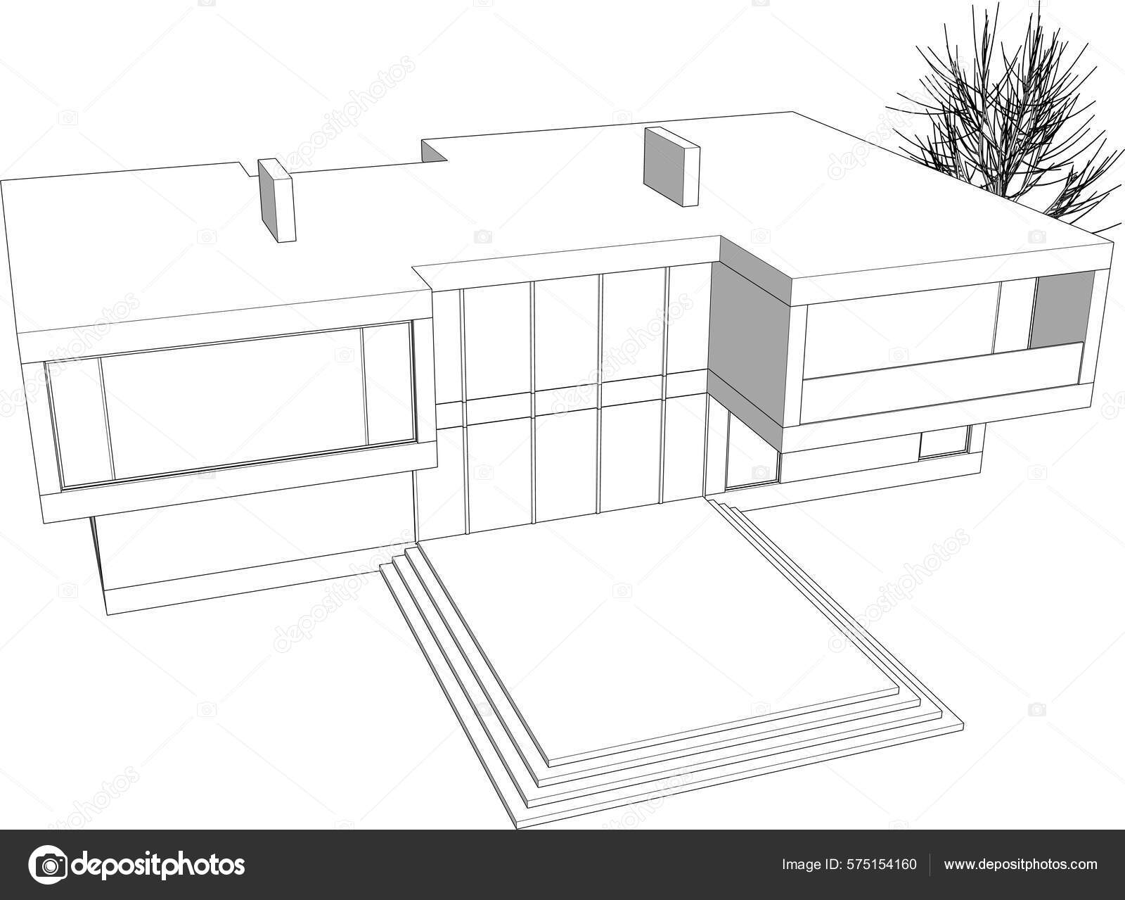 Architecture Building Render Illustration White Background Stock Vector ...