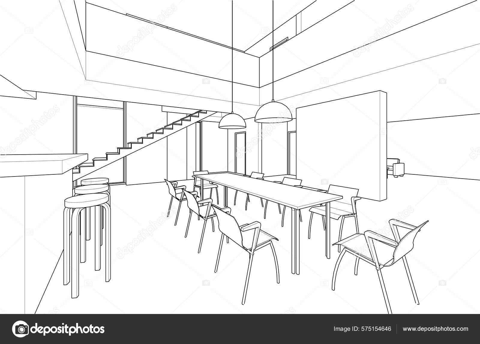 Architecture Building Render Illustration White Background Stock Vector ...