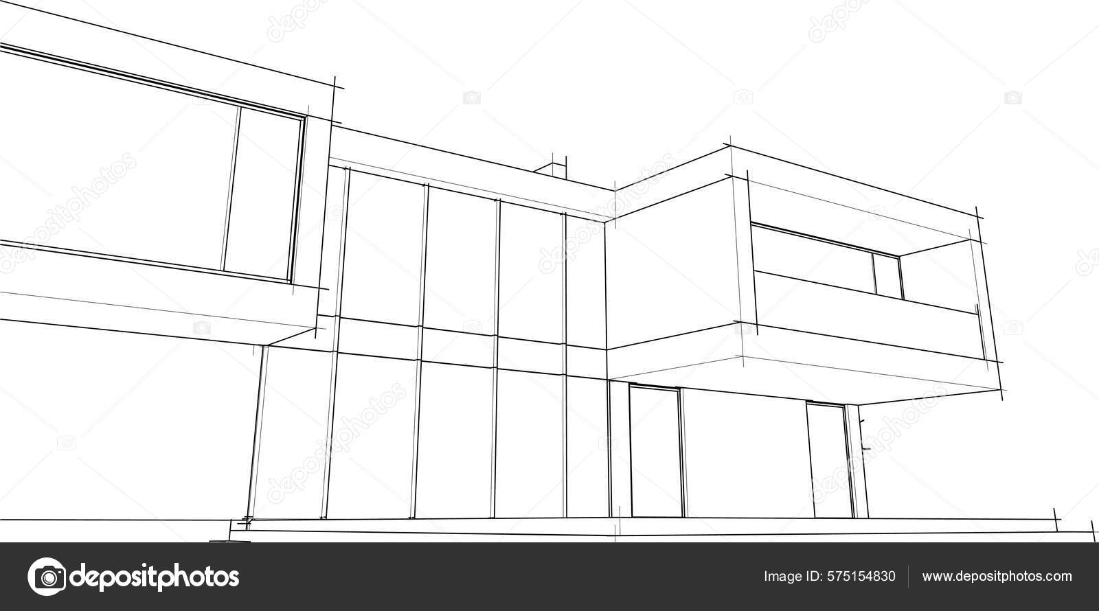 Architecture Building Render Illustration White Background Stock Vector ...