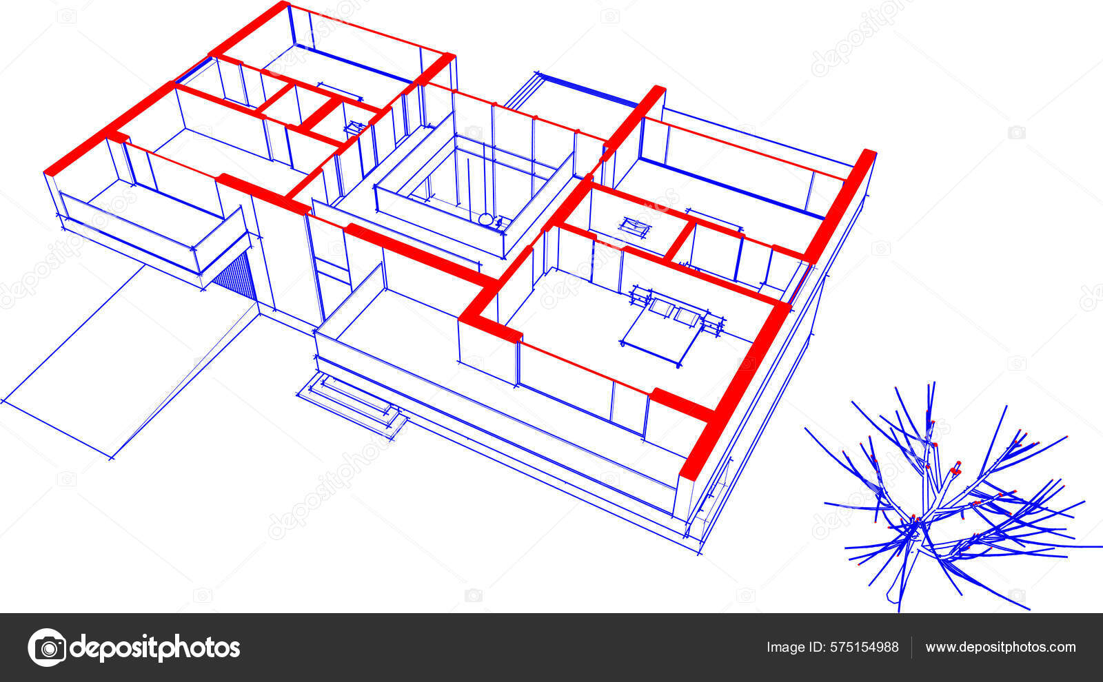 Architecture Building Render Illustration White Background Stock Vector ...