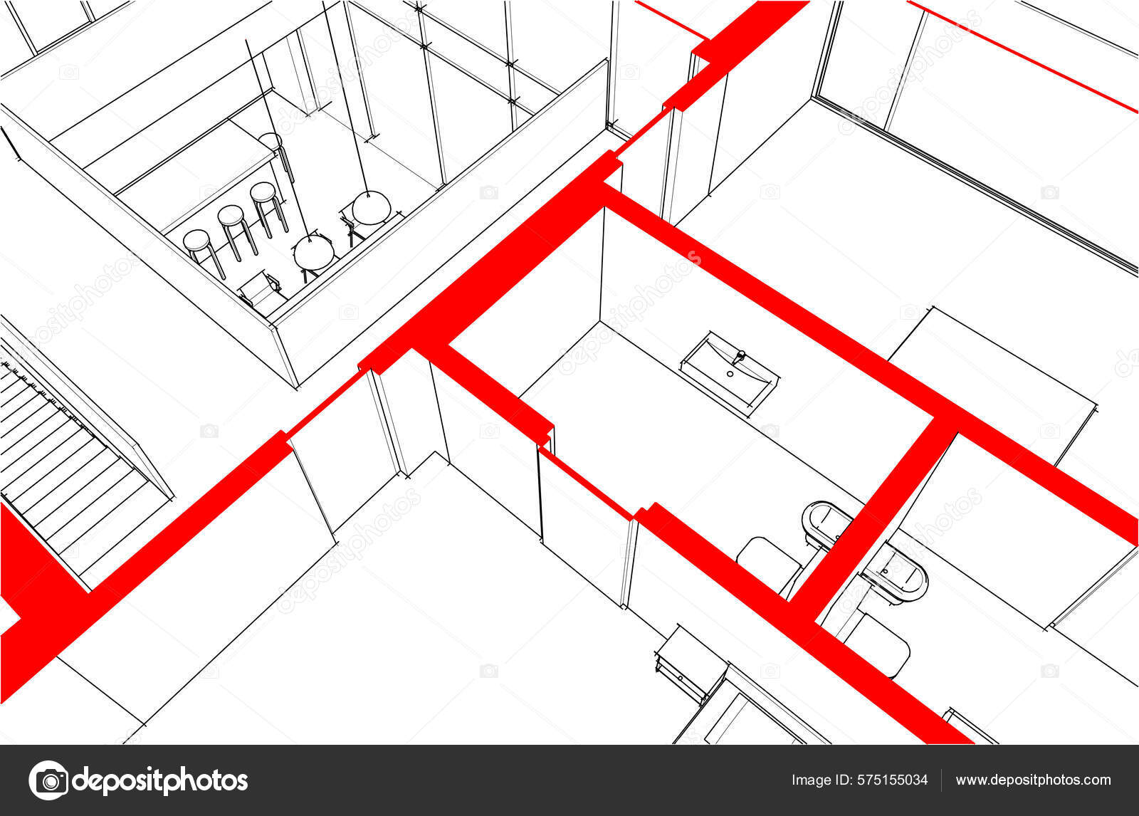 Architecture Building Render Illustration White Background Stock Vector ...
