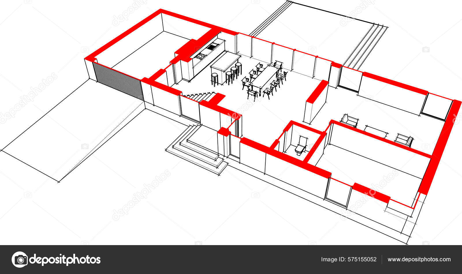 Architecture Building Render Illustration White Background Stock Vector ...