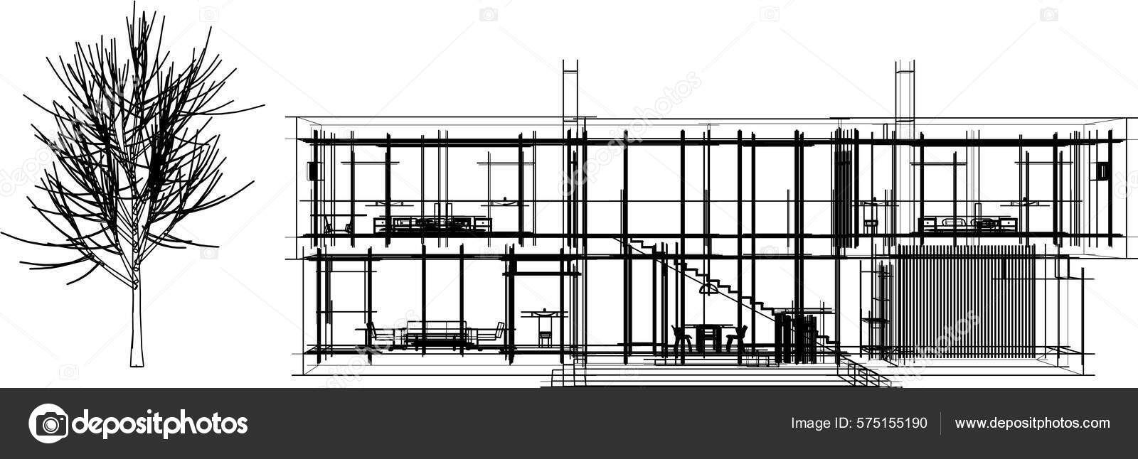 Architecture Building Render Illustration White Background Stock Vector ...