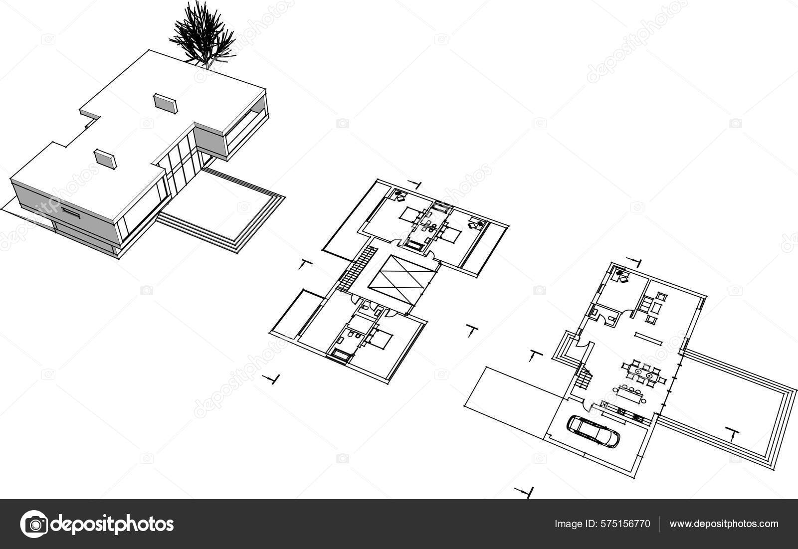 Architecture Building Render Illustration White Background Stock Vector ...