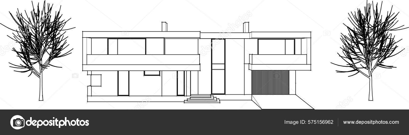 Architecture Building Render Illustration White Background Stock Vector ...