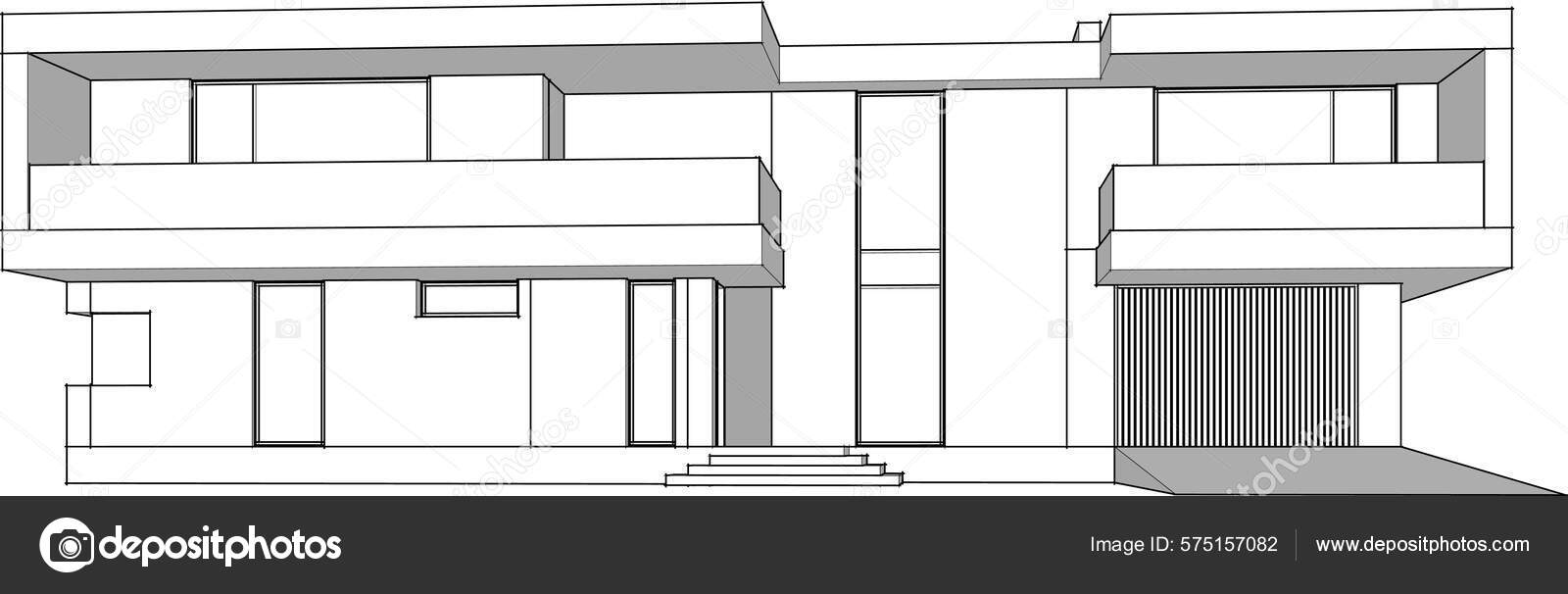 Architecture Building Render Illustration White Background Stock Vector ...