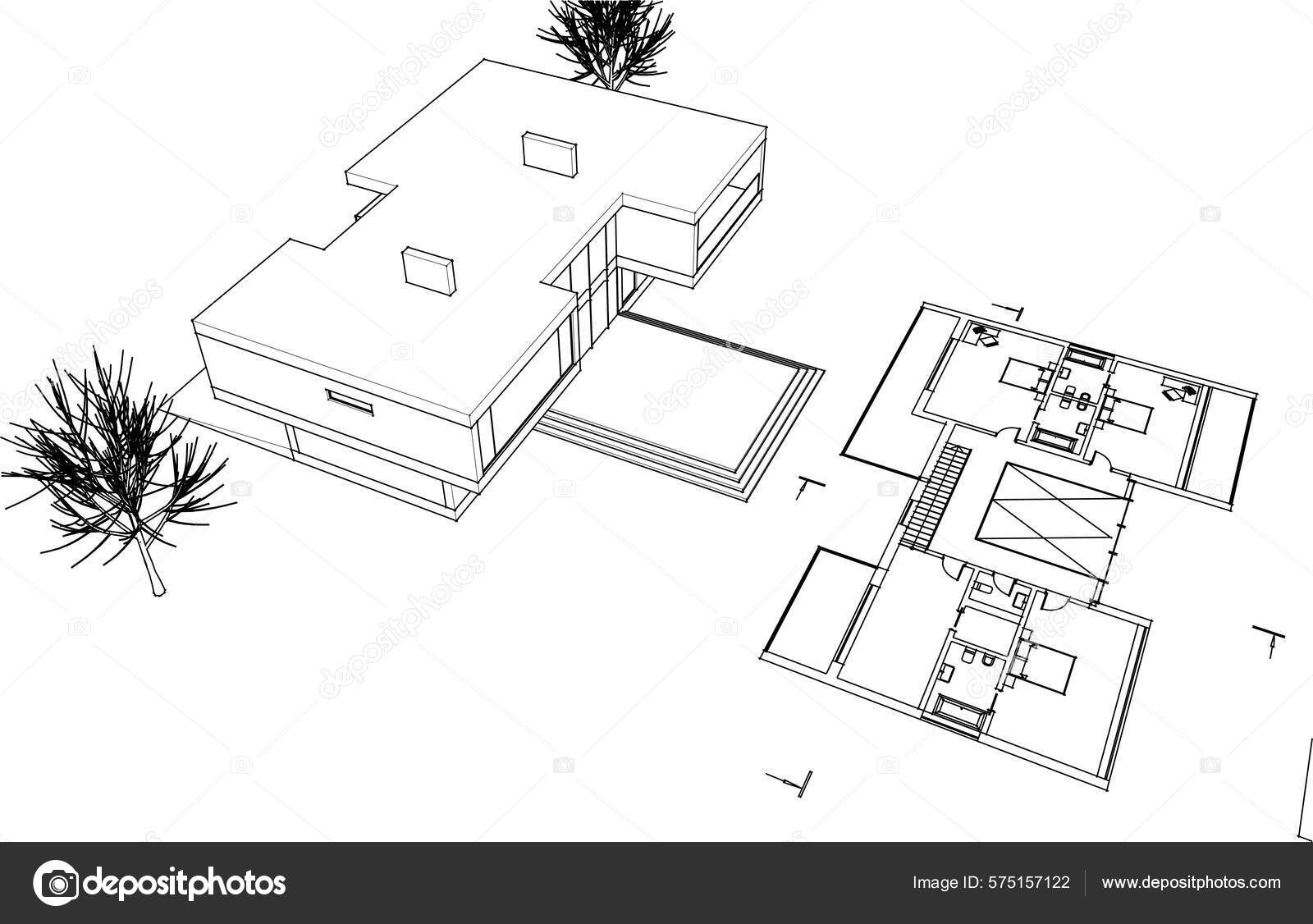 Architecture Building Render Illustration White Background Stock Vector ...
