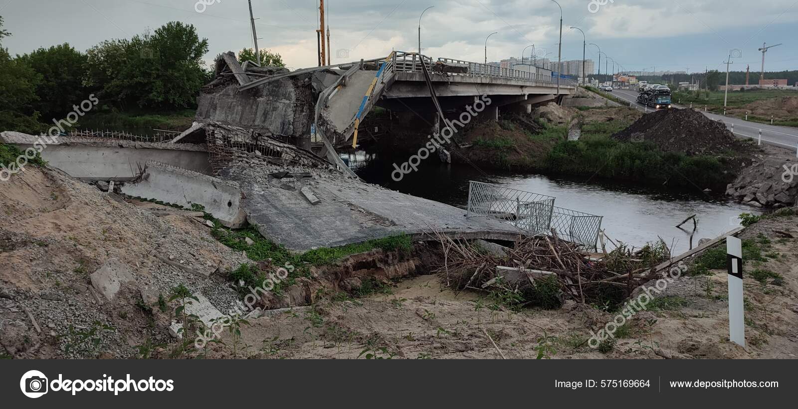 War Ukraine Destroyed Bridge Irpin Kyiv Region Russian Invaders Attack ...