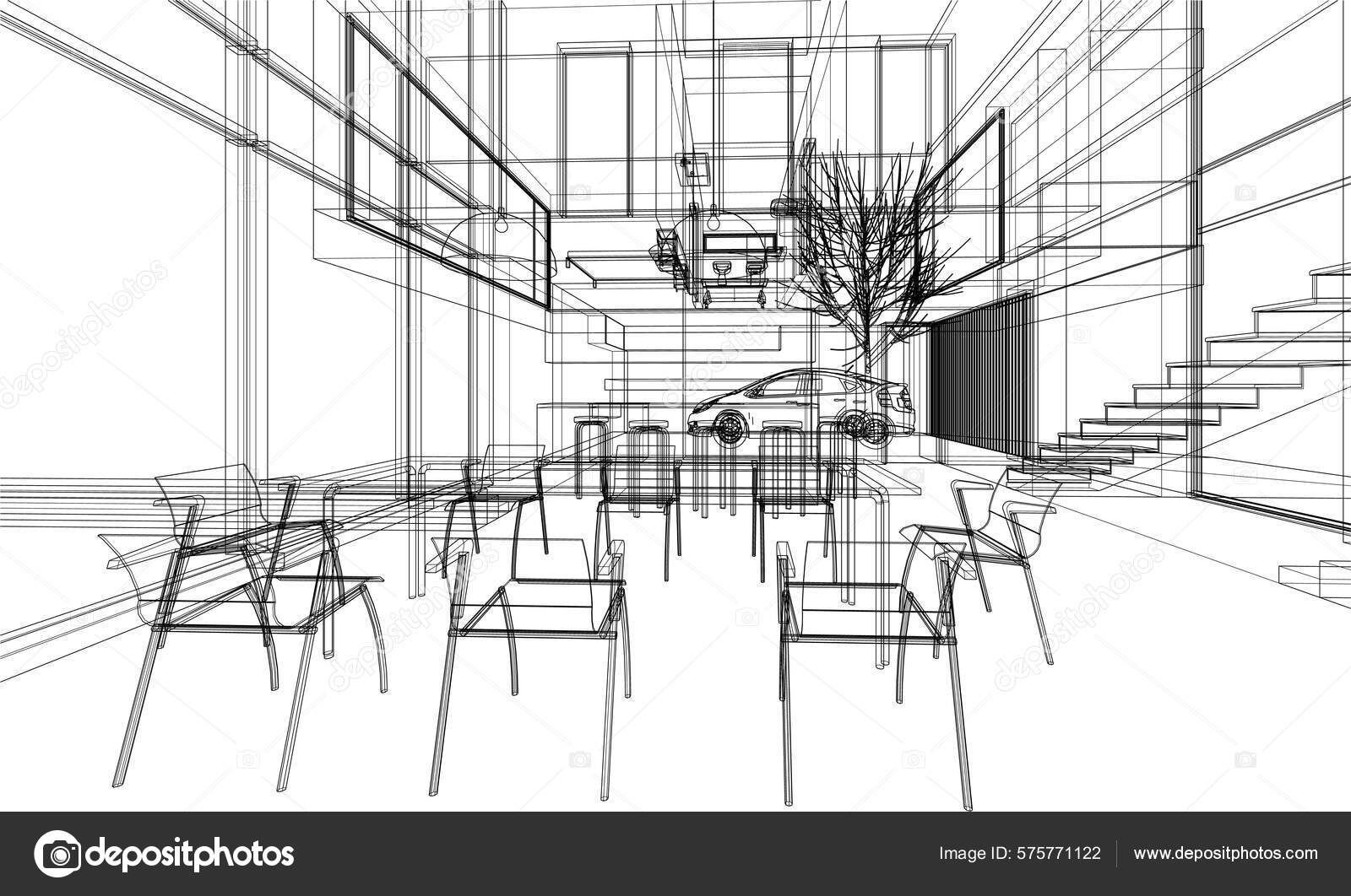 Architecture Building Render Illustration White Background Stock Vector ...