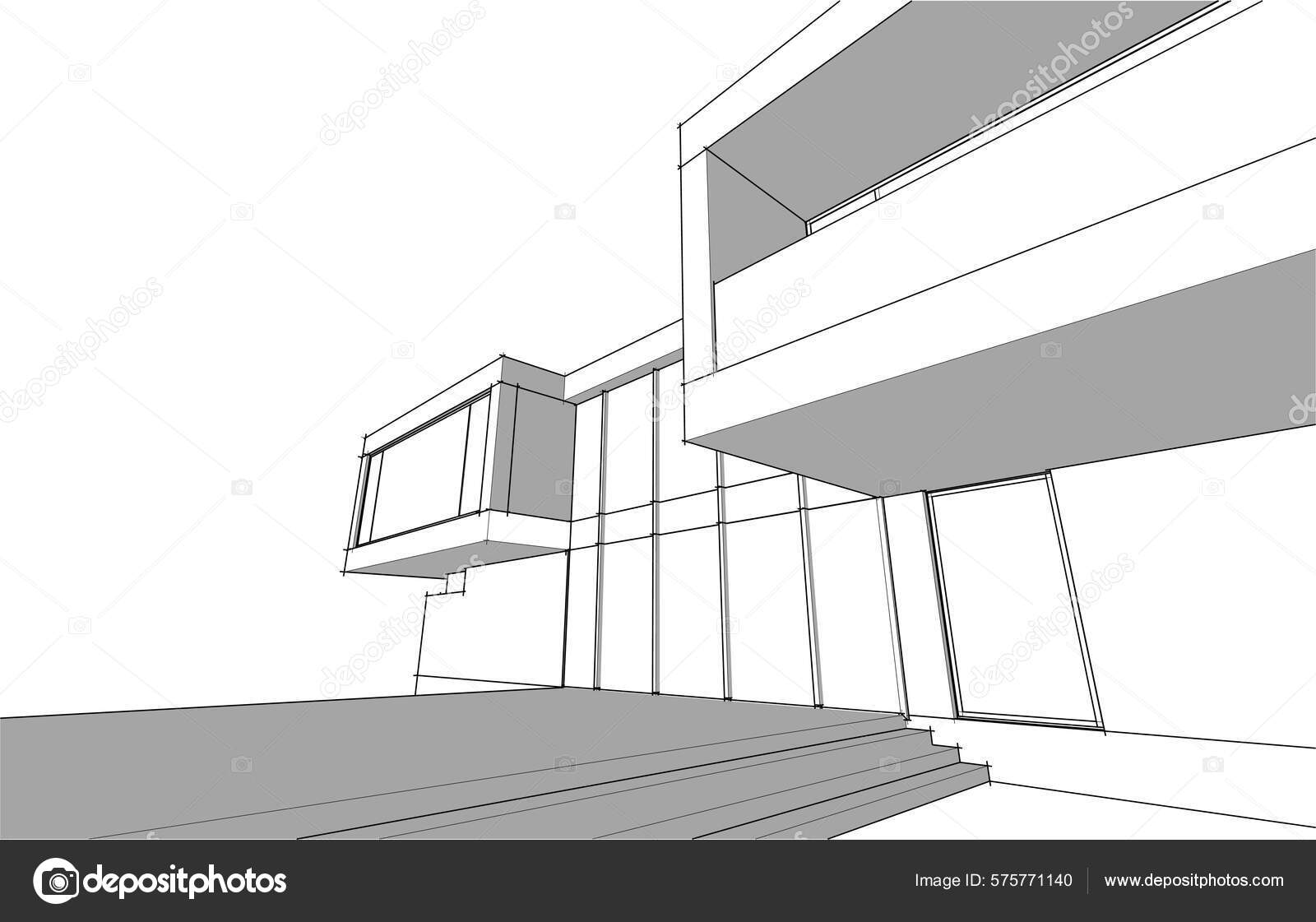 Architecture Building Render Illustration White Background Stock Vector ...