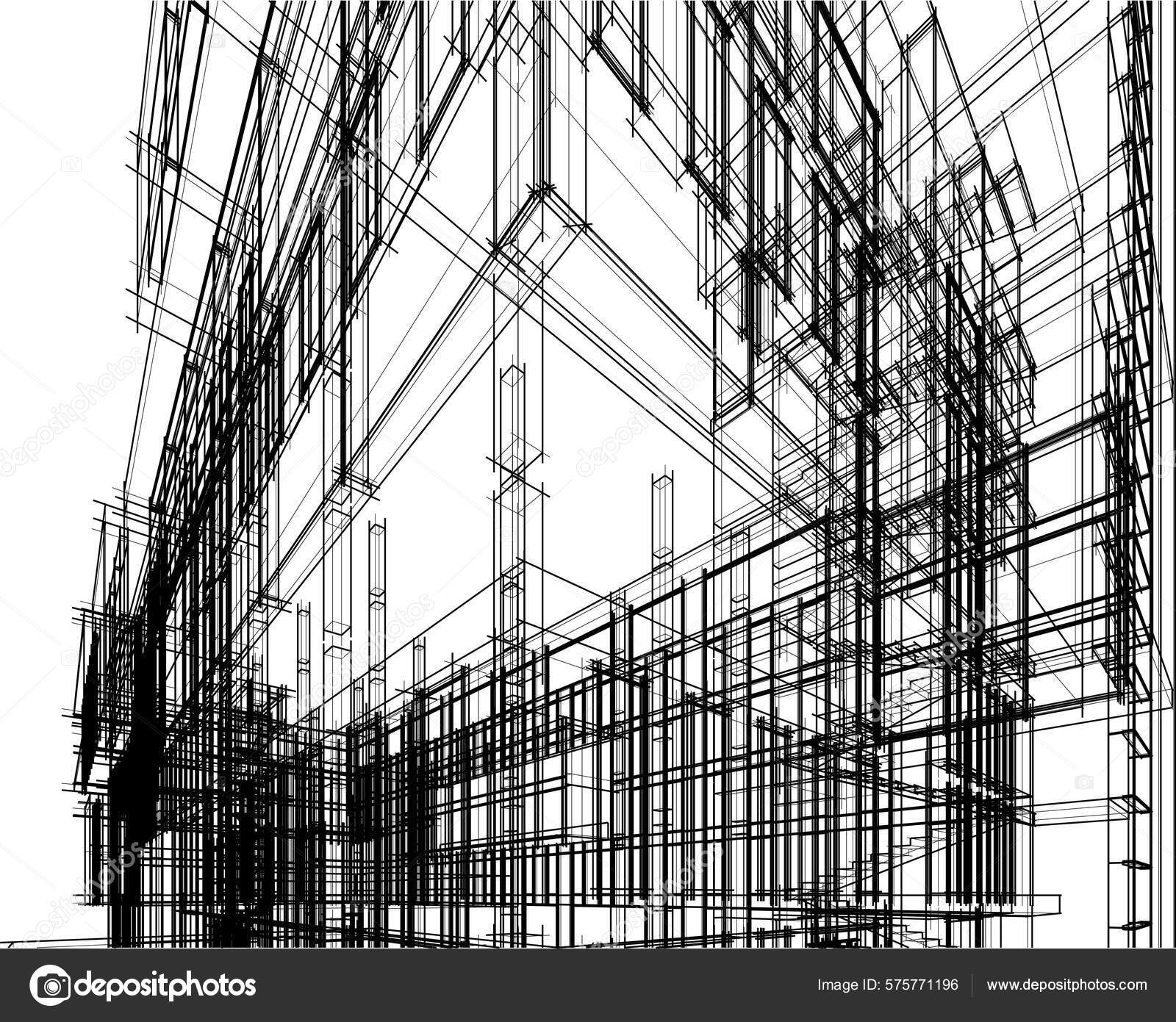 Architecture Building Render Illustration White Background Stock Vector ...