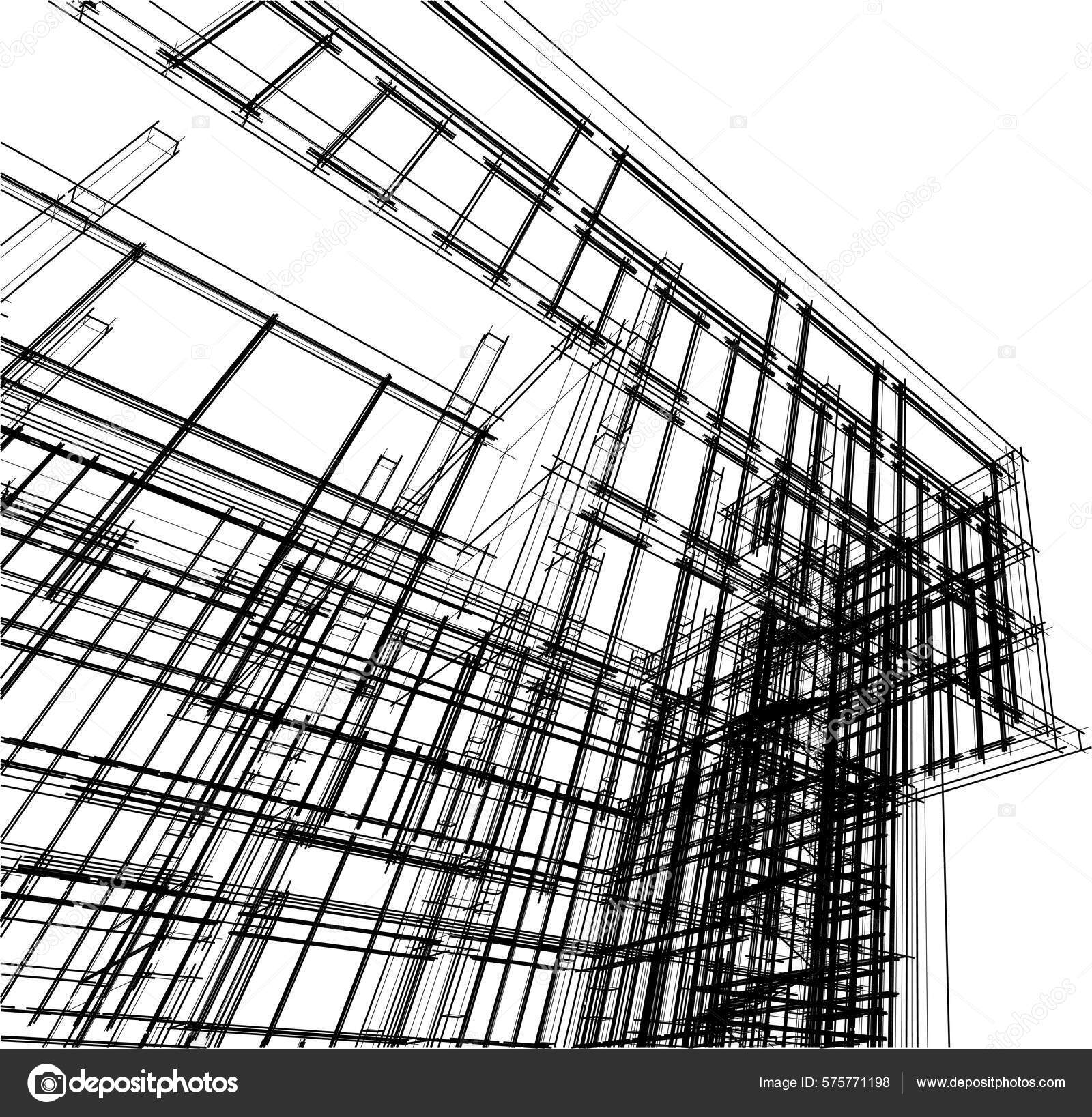 Architecture Building Render Illustration White Background Stock Vector ...