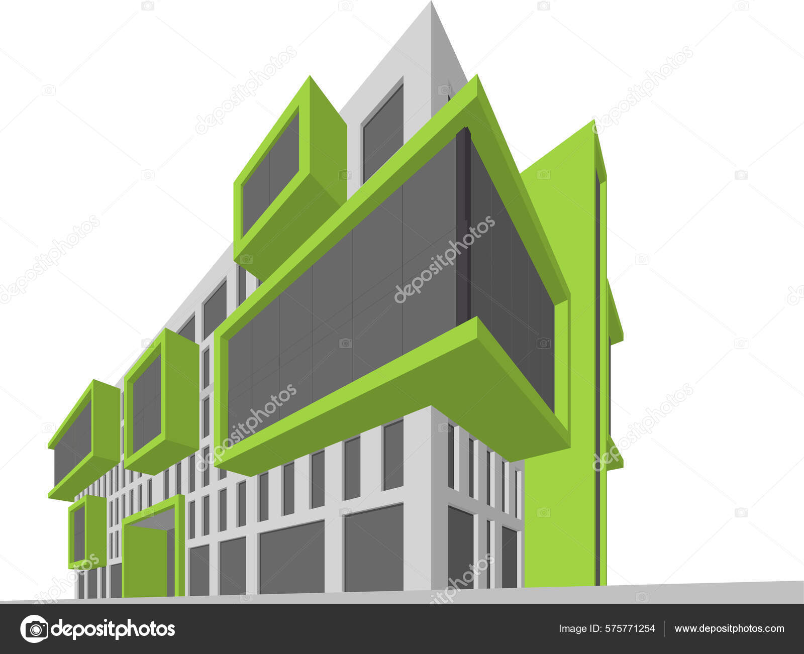 Architecture Building Render Illustration White Background Stock Vector ...