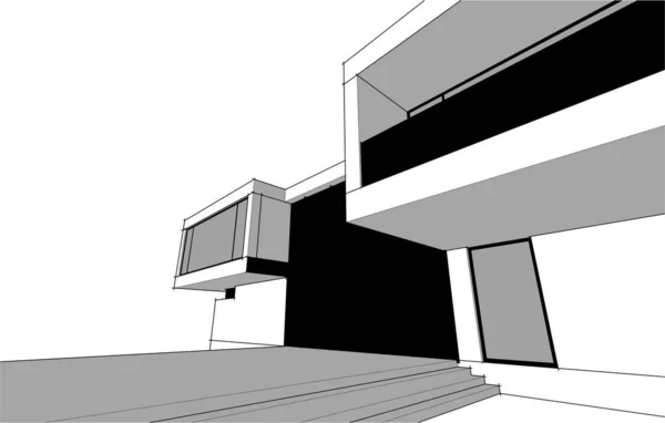 Architecture Building Render Illustration White Background Stock Vector ...