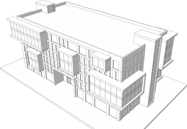 Architecture Building Render Illustration White Background Stock Vector ...