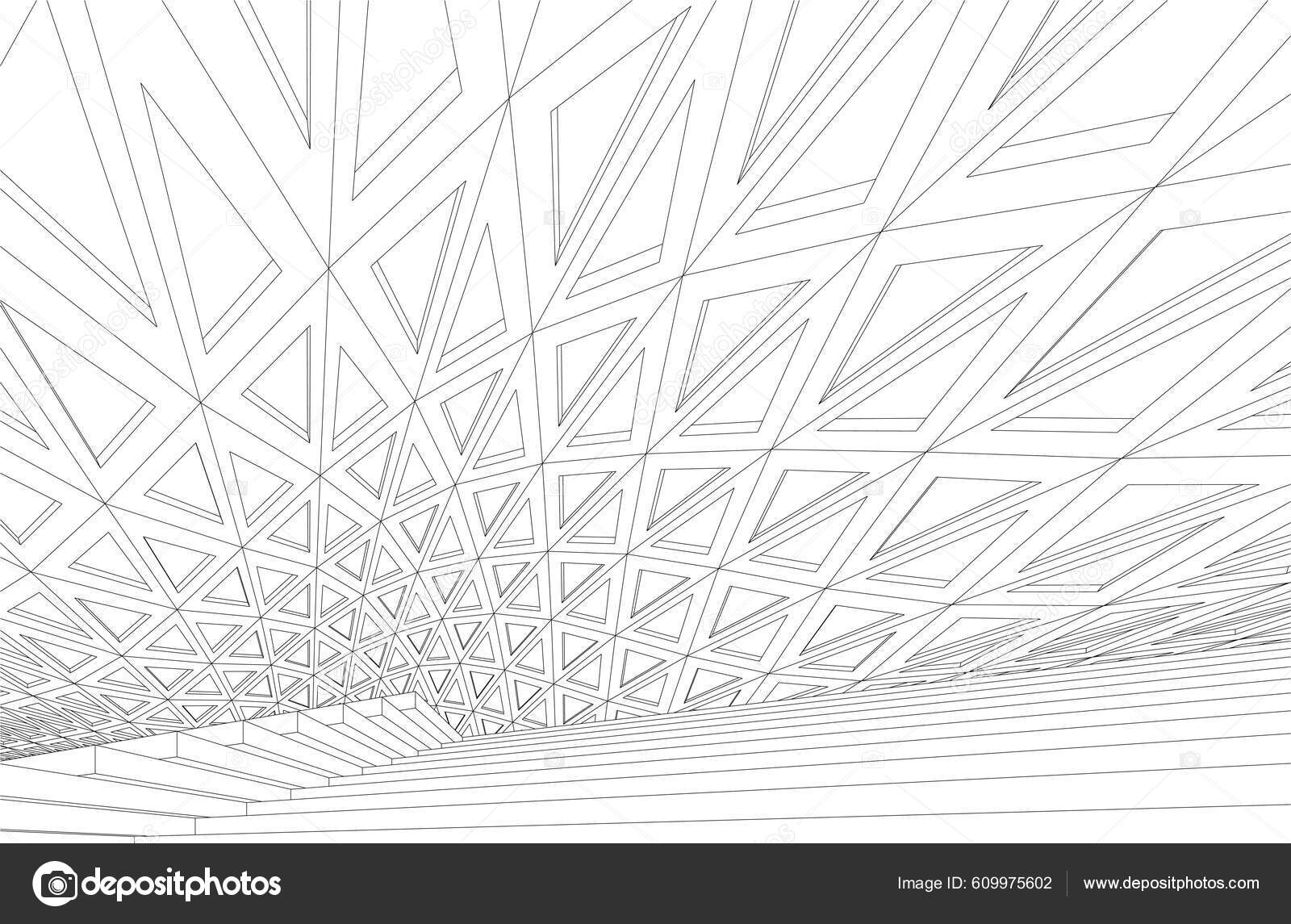 Drawing Lines Architectural Art Concept Abstract Graphical Technology ...