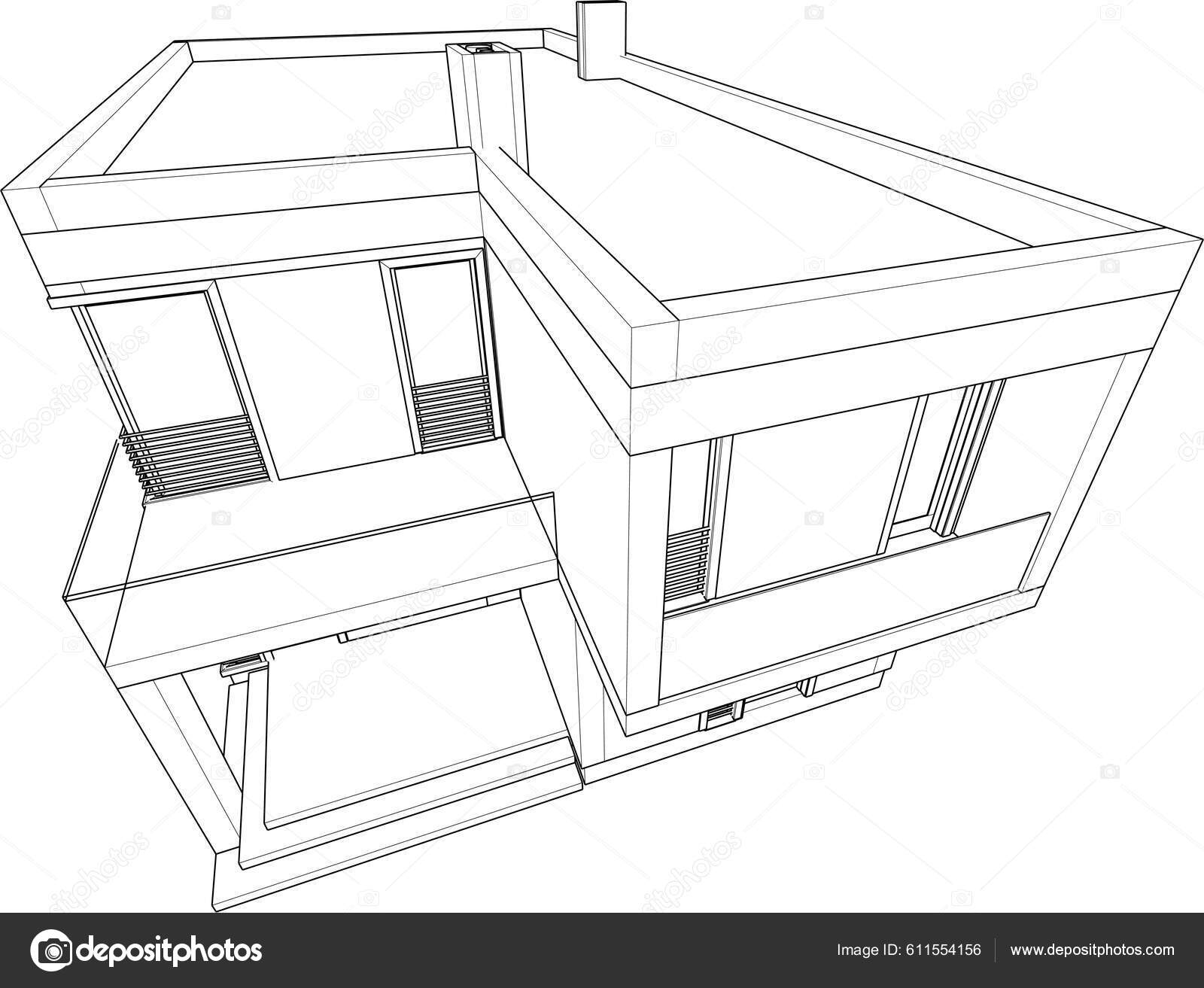Modern Geometric Architecture Design Rendering Estate Blueprint ...