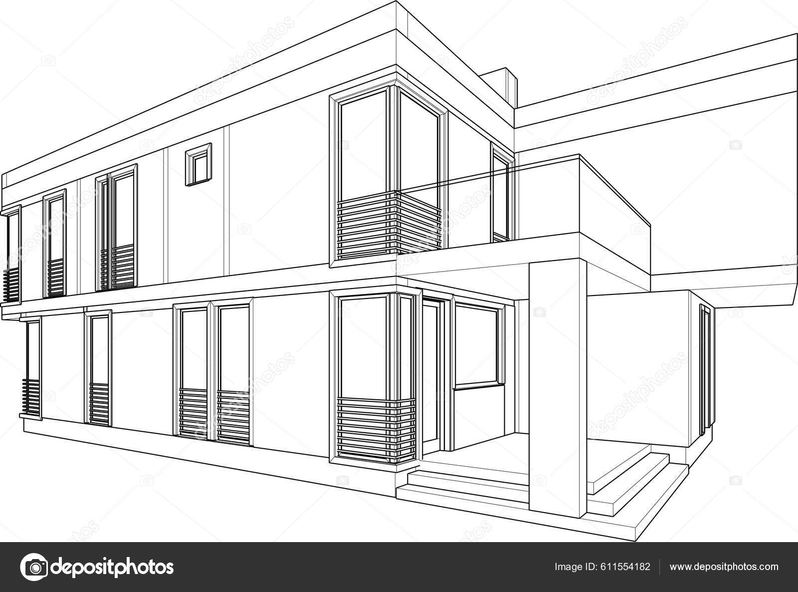 Modern Geometric Architecture Design Rendering Estate Blueprint ...