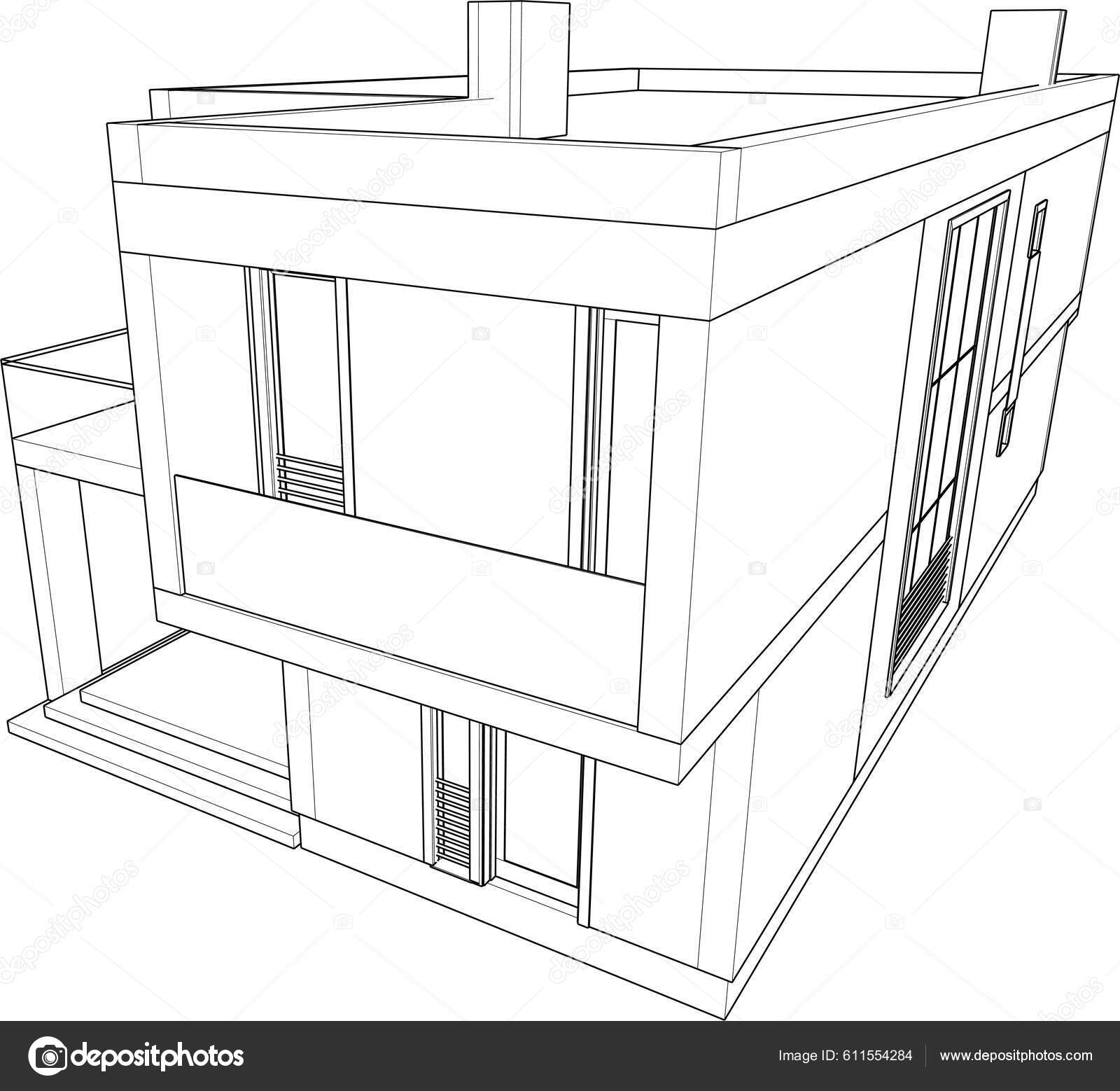 Modern Geometric Architecture Design Rendering Estate Blueprint ...