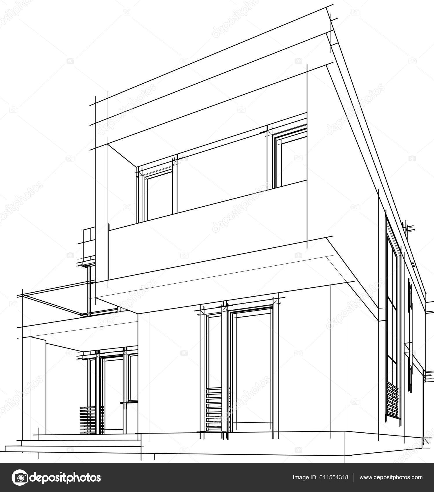 Modern Geometric Architecture Design Rendering Estate Blueprint ...