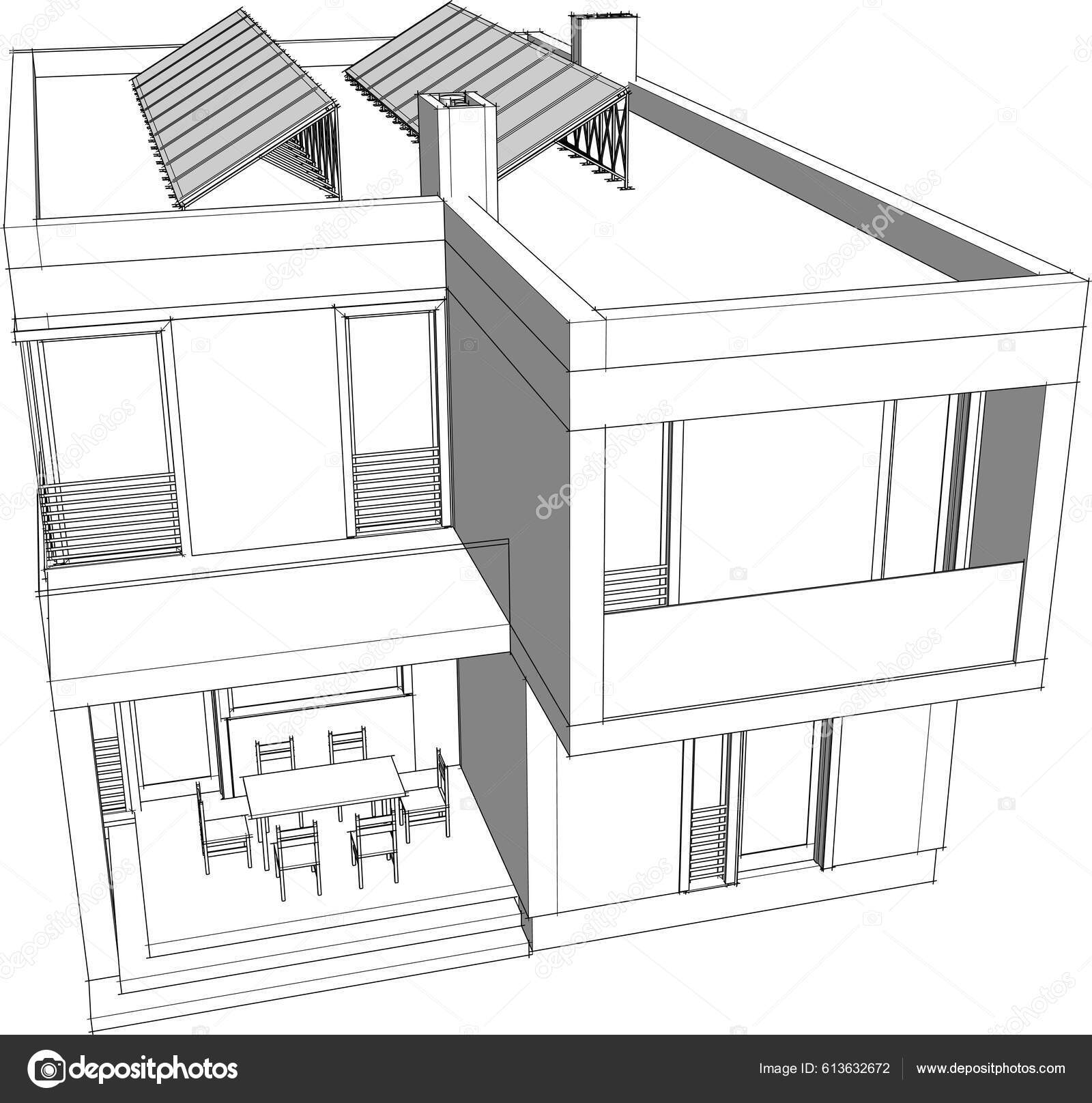 Geometric House Sketch
