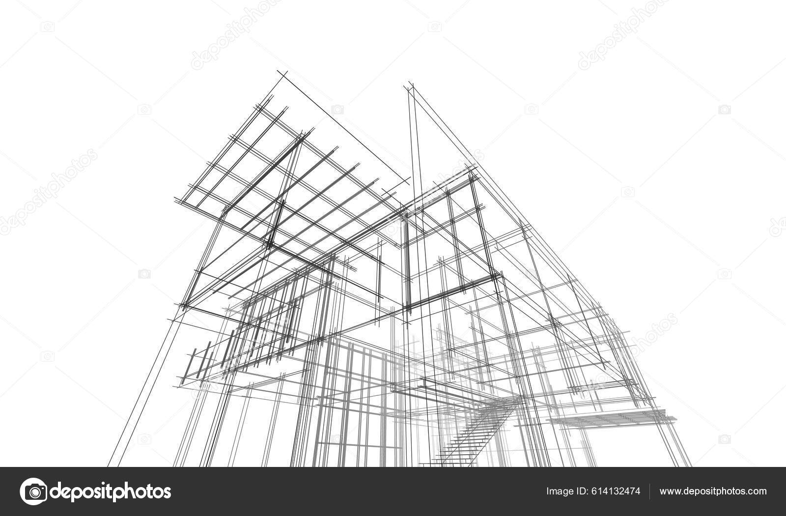 Modern Geometric Architecture Design Rendering Estate Blueprint ...