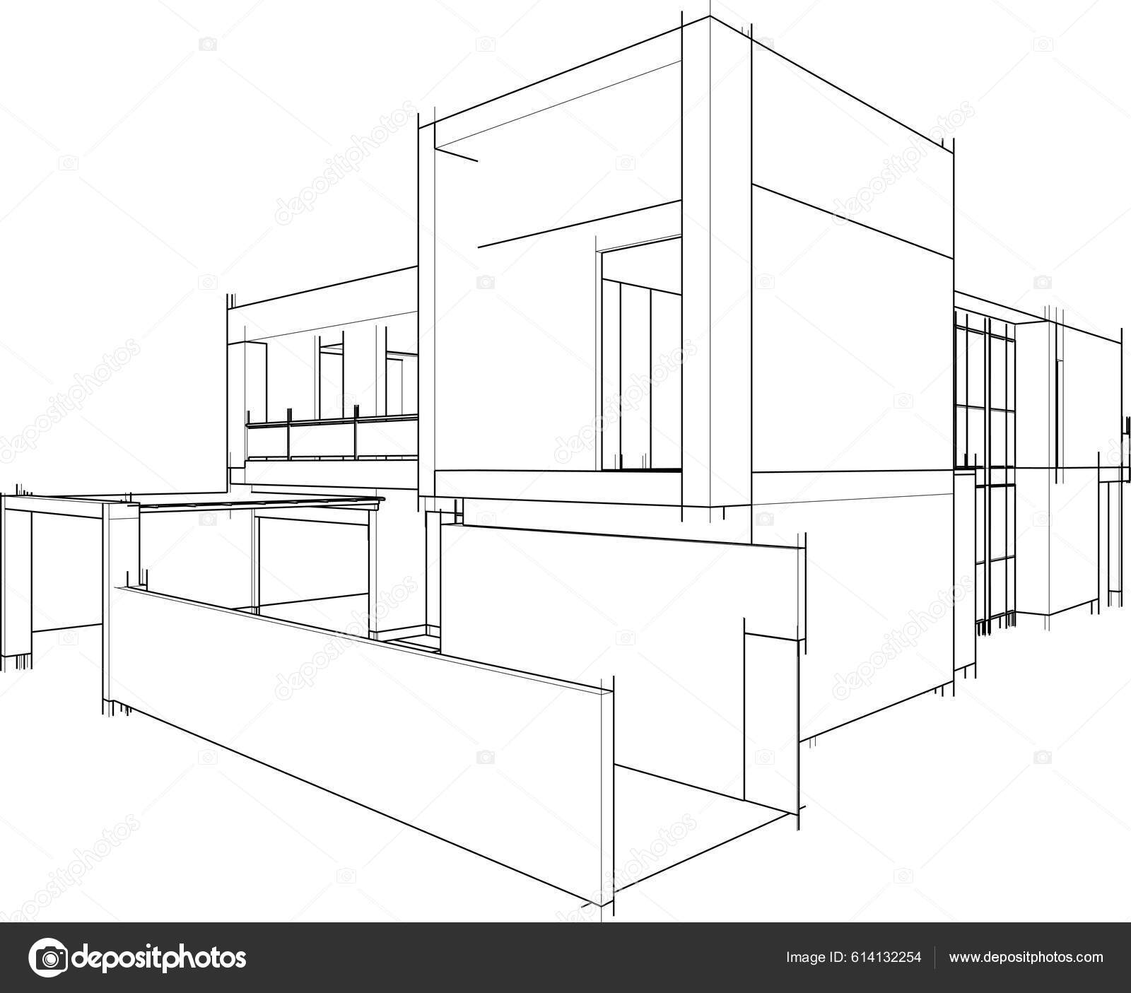 Modern Geometric Architecture Design Rendering Estate Blueprint ...