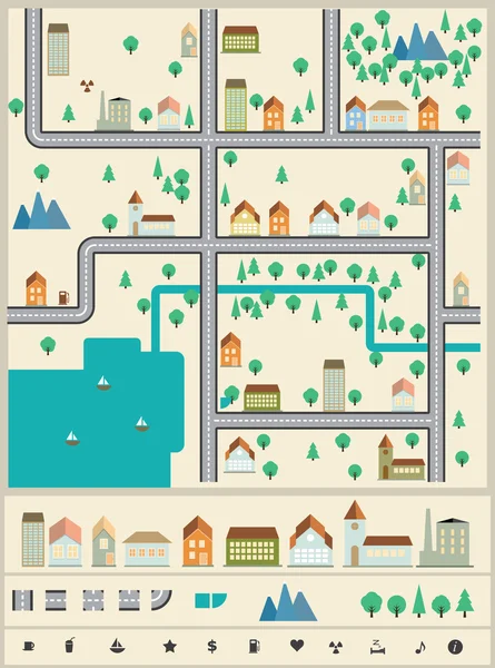 City map generator. City map example. Elements for creating your ...