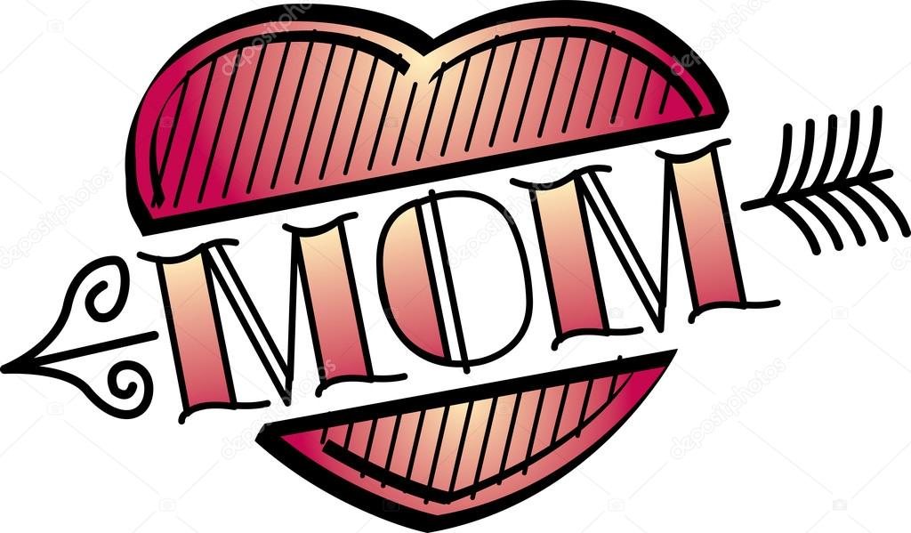 Heart Mom Tattoo Stencil