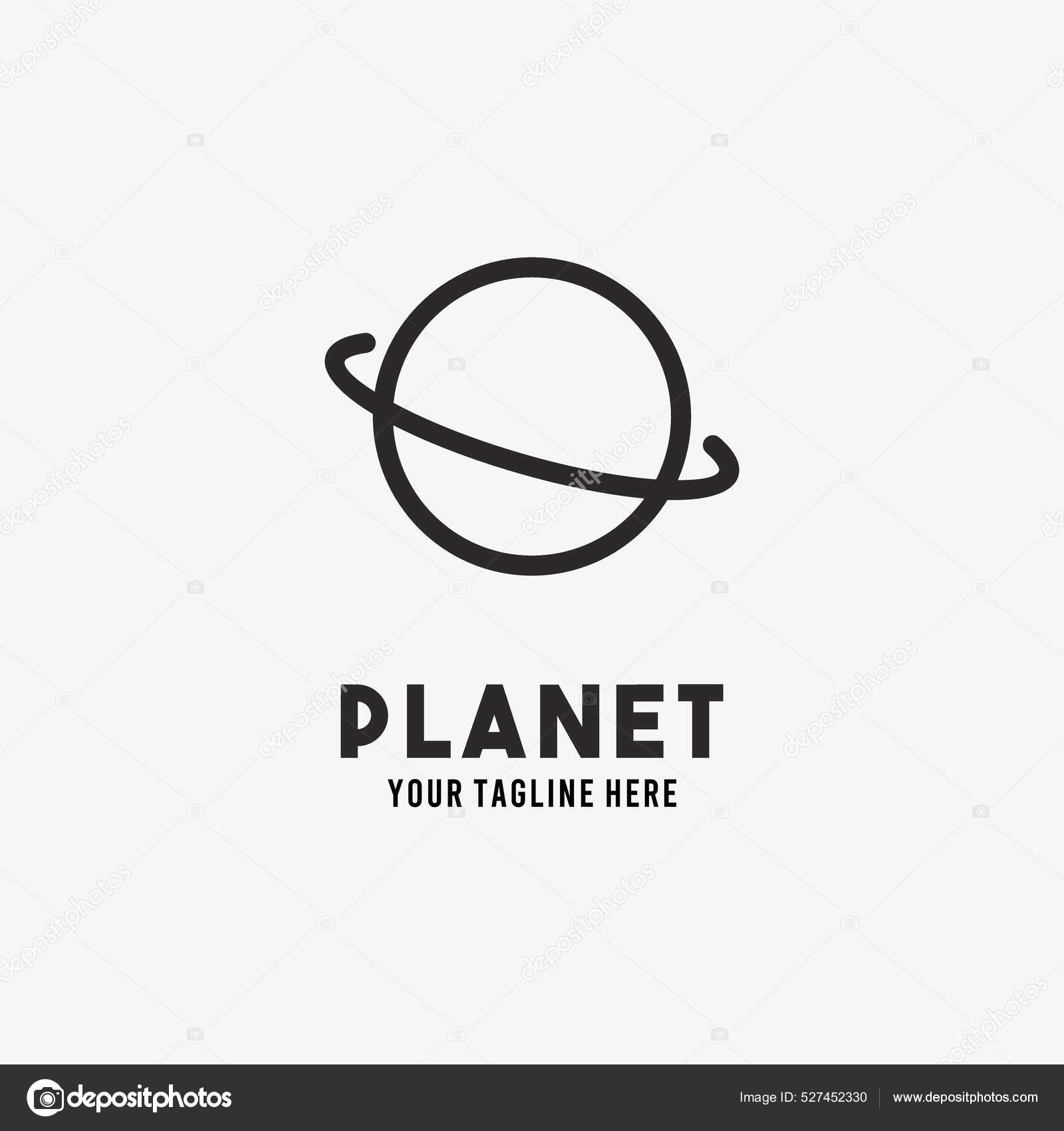 Planet Line Style Design Symbol Logo Illustration Vector Graphic ...