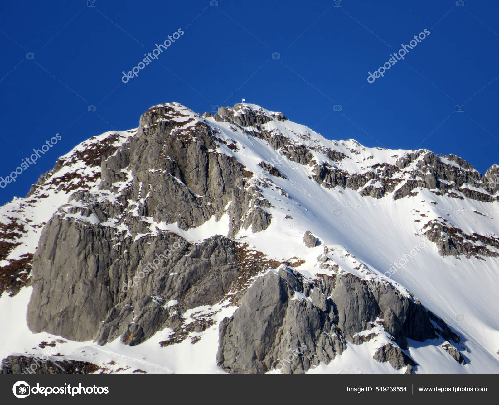 Snow Capped Alpine Peak Stoss Stooss 2112 Alpstein Mountain Range Stock ...