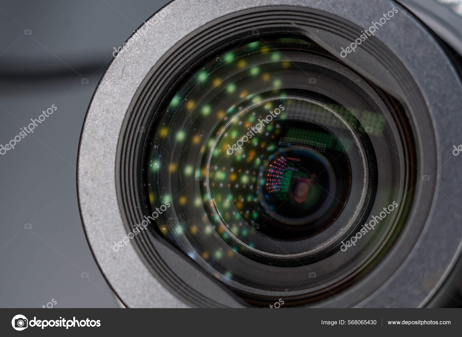 Small Ordinary Camera Built Zoom Lens Close Glass Glare Details Stock ...