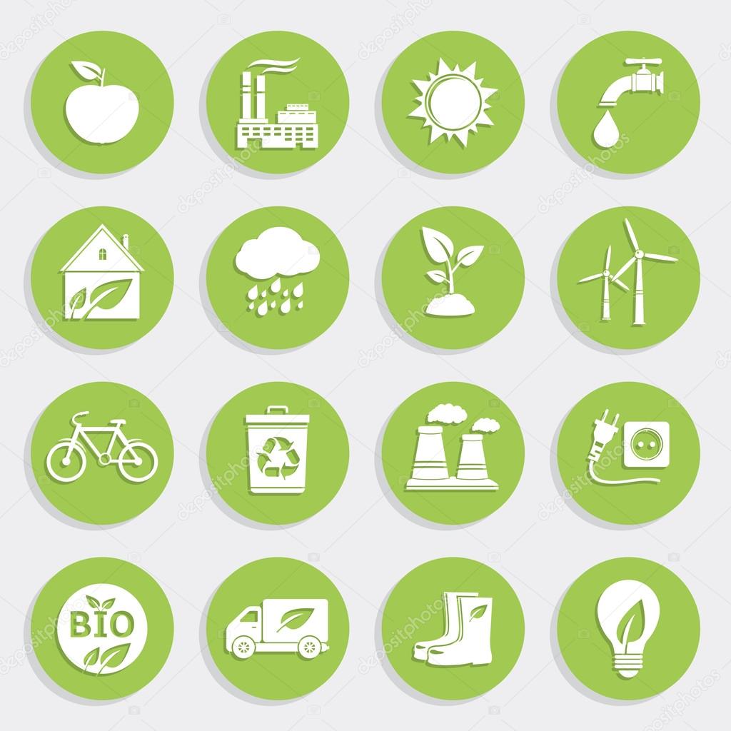 Set of Green Ecology Flat Icons ⬇ Vector Image by © fad82 | Vector ...