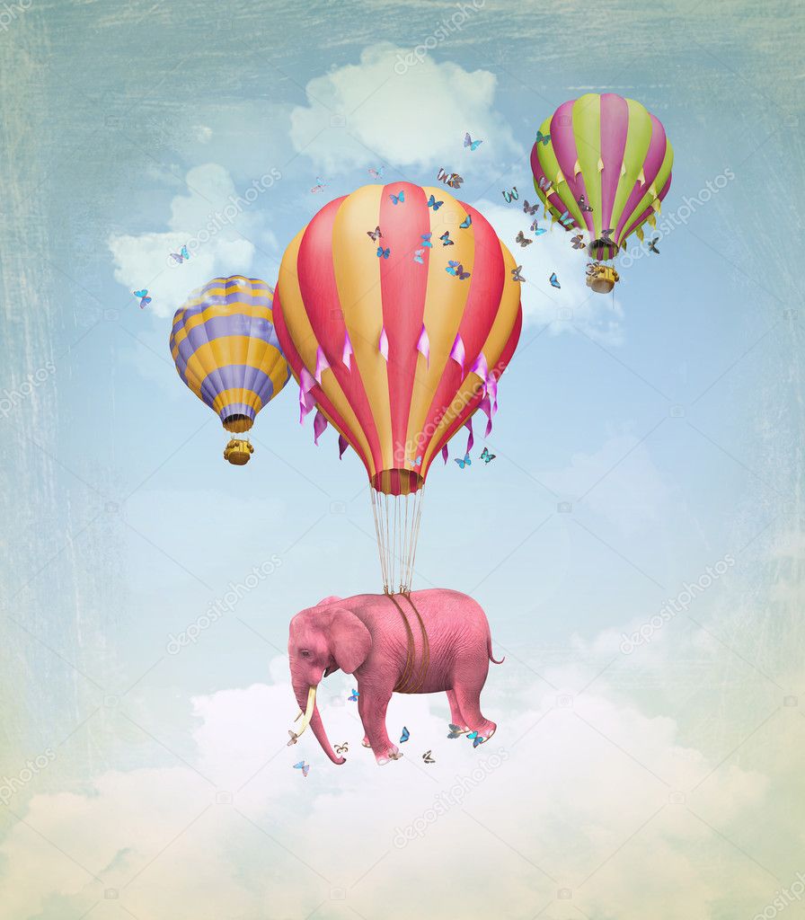 Pink elephant hot air balloon | Pink elephant in the sky — Stock Photo ...
