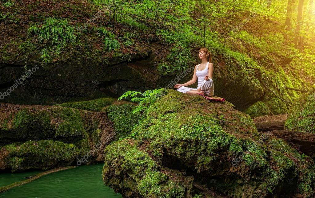 Woman relaxation in forest — Stock Photo © Geribody #46086755