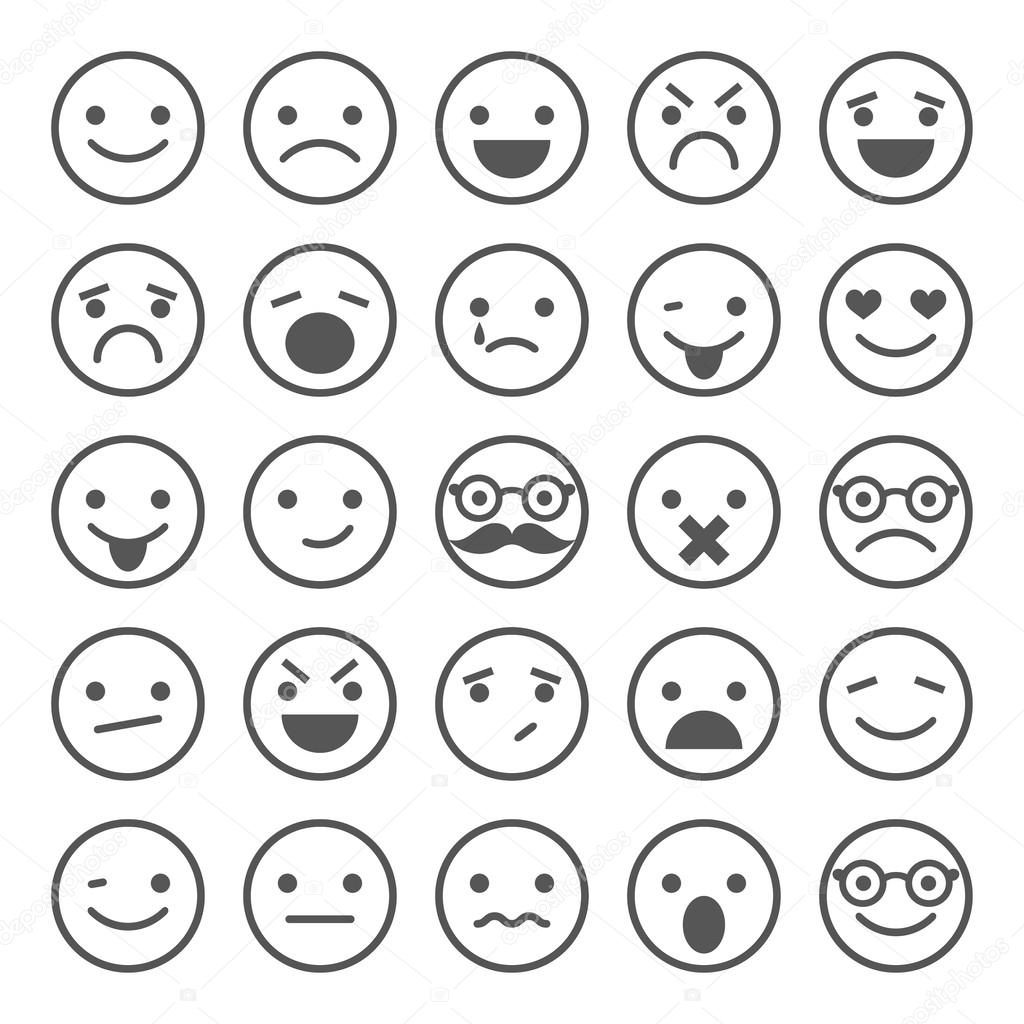 set van smiley pictogrammen: verschillende emoties — Stockvector ...