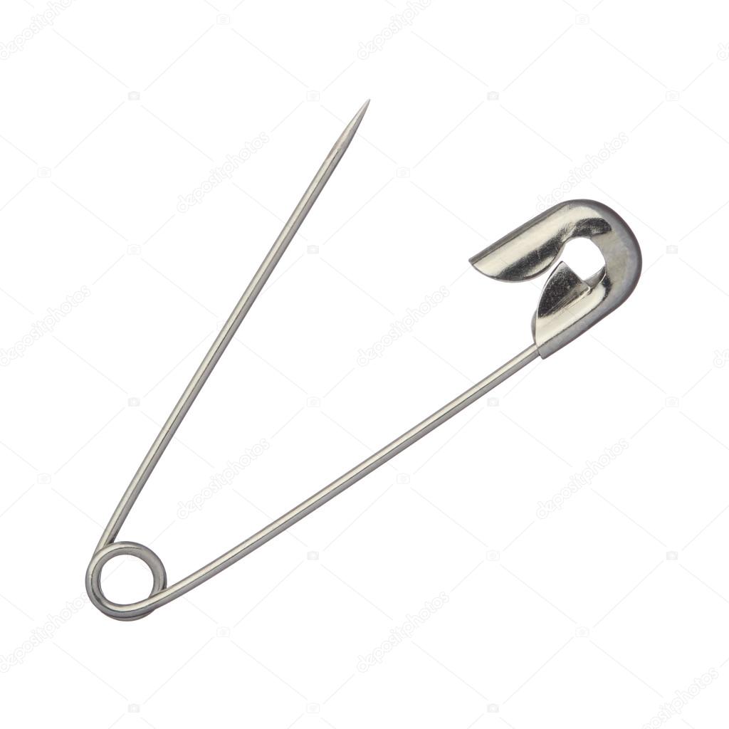 One safety pin isolated on white background close up Stock Photo mayakova 24850735