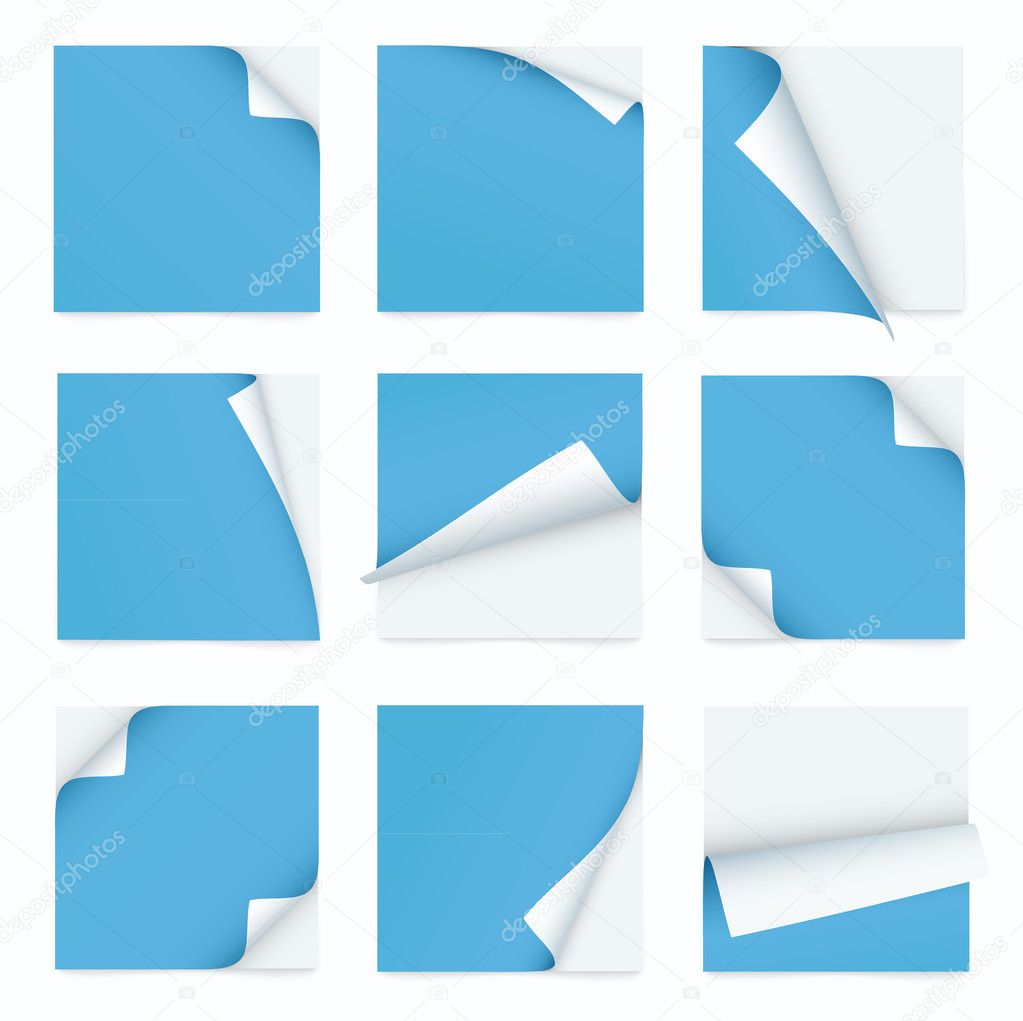 Set of note paper with curled corner — Stock Vector © makeitdouble ...
