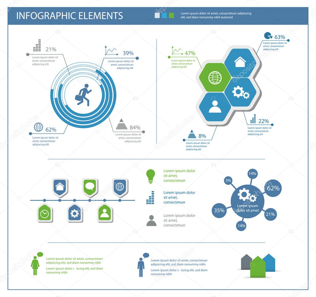Detailed infographic elements set with graphics and charts Stock Vector ...